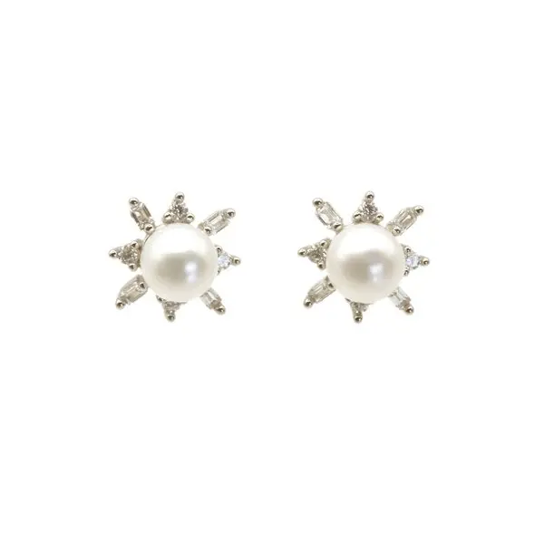 VICSTONENYC FINE JEWELRY Pearl Stud Earrings - Silver