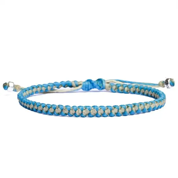 HARBOUR UK Neutrals / Mystic Silver Rope Bracelet Ecru - Blue