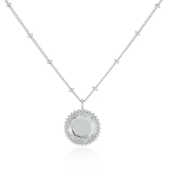 AUREE JEWELLERY Barcelona Silver April Birthstone Necklace Crystal - Gray