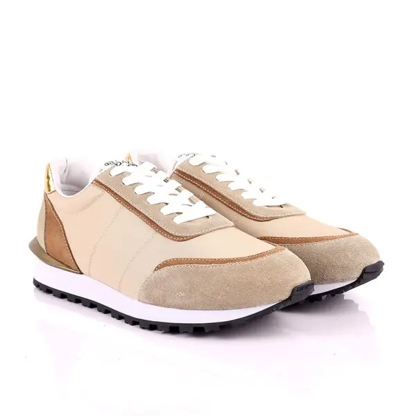 DAVID WEJ Neutrals Boston Smart Trainers In Beige - Gold