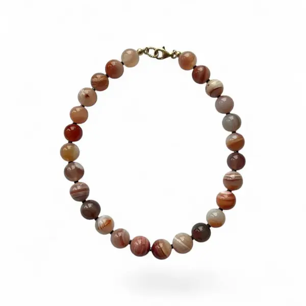 LARSUU Brown / Orange / Black Burnline Sardonyx Necklace - Brown/orange/black