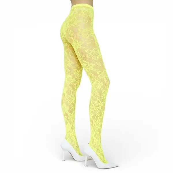 HIGH HEEL JUNGLE BY KATHRYN EISMAN Lola Lace Tights - Yellow