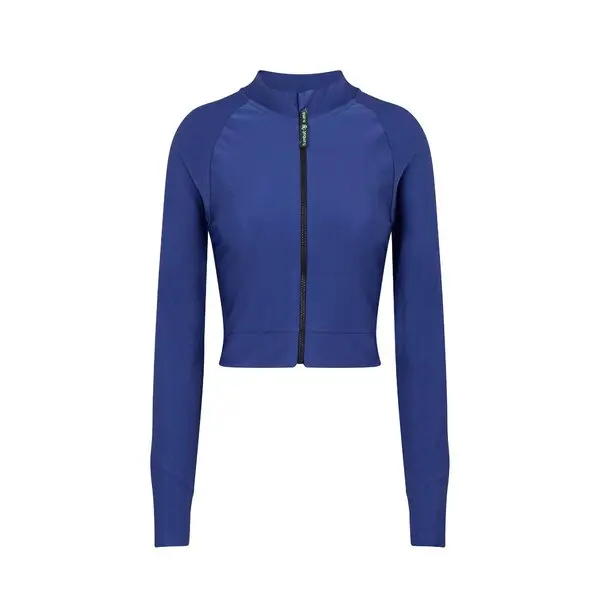 NUMBAT Stella Zipper Swim Crop Top With Long Sleeves - Blue