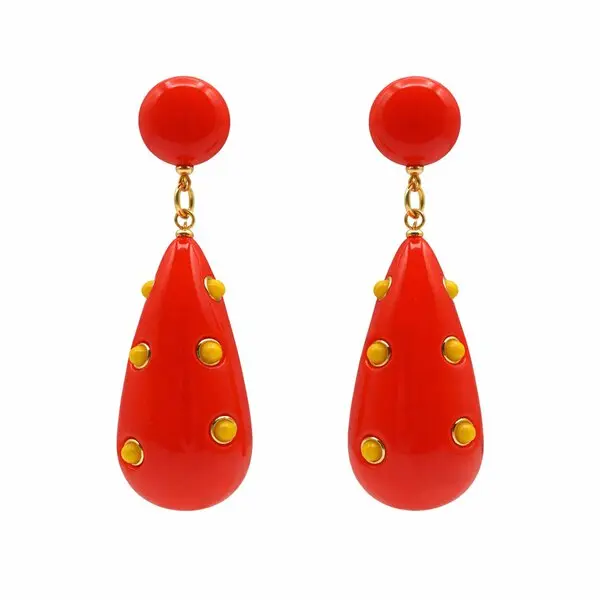 MICHAEL NASH JEWELRY Kathryn And Yellow Drop Polka Dot Earrings - Orange