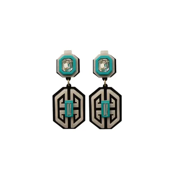 GISSA BICALHO Acrylic Handmade Earring Meander Tuquoise - Green