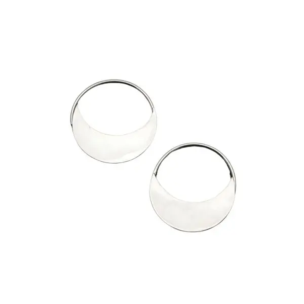 ZULA JEWELRY + DESIGN Crescent Moon Hoop Earrings Medium - Silver