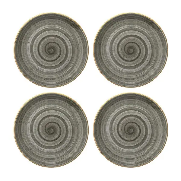 Turgla Home Space Round Porcelain Dinner Plate Set Of Four - Grey