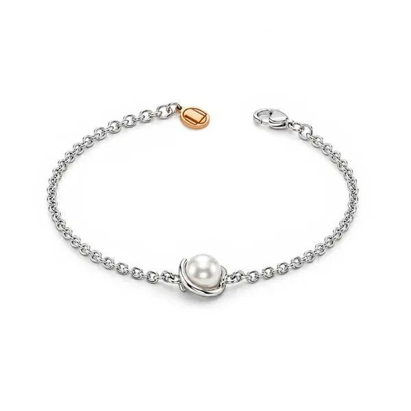 UNALOE Silver / White Sterling Silver Pearl Bracelet – Freshwater Pearl Chain Bracelet - Silver/white