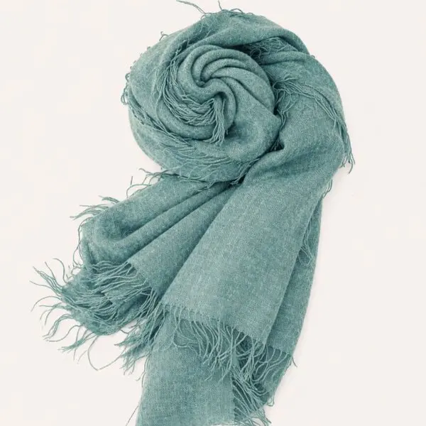 BEL CASHMERE Cashmere Foulard With Fringes Dark - Green