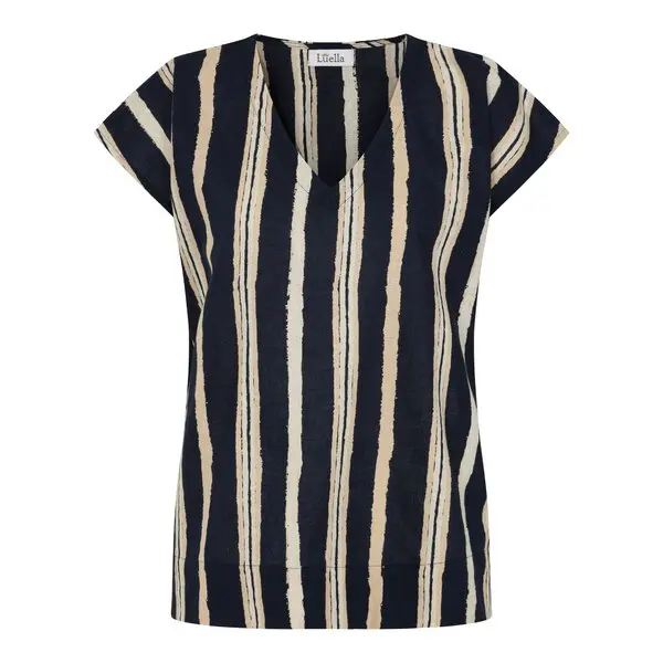 LUELLA FASHION Neutrals Lille V-neck Linen Top - Blue