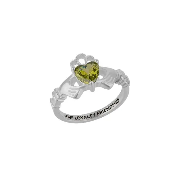 SPERO LONDON Sterling Irish Mystic Green Claddagh Ring - Silver