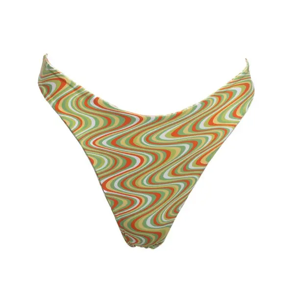 PATTI JANE SWIM Faye's Groovy High Waist Cheeky Bikini Bottoms - Green