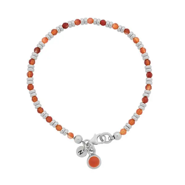 NELLOU JEWELLERY Linear July Birthstone Bracelet Carnelian Sterling Silver - Orange