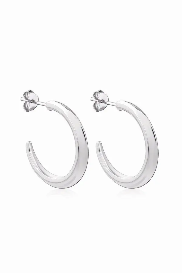 ASTOR & ORION Crescent Hoops Medium - Silver
