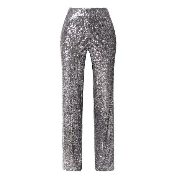 AGGI BY HALEWSKI Luca Diamond Sequin Pants - Silver