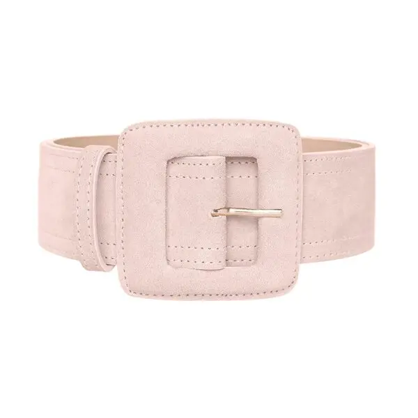 BELTBE Suede Square Buckle Belt Powder - Pink