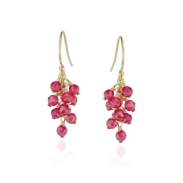 MOUNIR LONDON Ruby Cluster Drop Earrings - Red