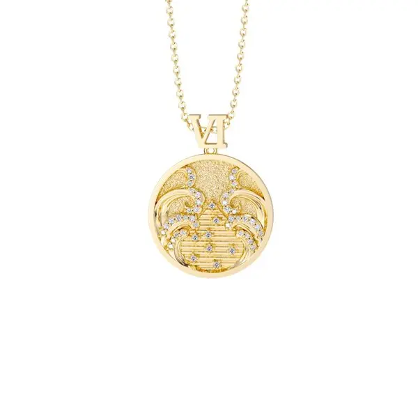 VANIMY Promised Land Wave Faith Coin Medallion Necklace - Gold