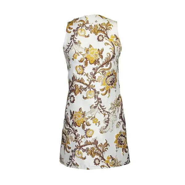 JENNAFER GRACE Gold / Yellow Penelope Mini Dress In Ivory Jacquard - Gold/yellow