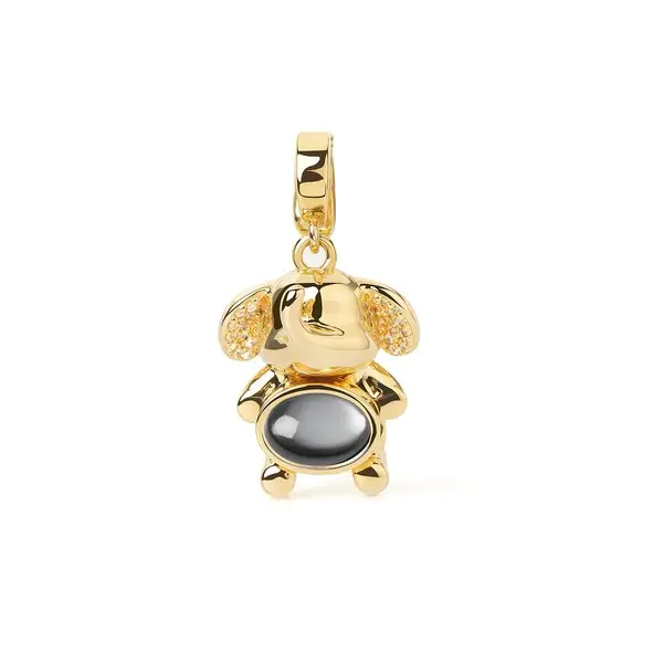 FREQNC ATELIER Mini Elephant Charm Gold Mother Of Pearl - Black