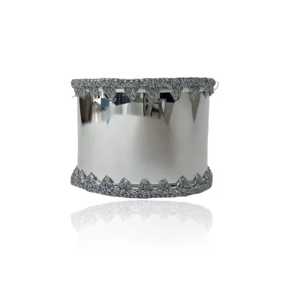 PINAR OZEVLAT Bosea Crochet Cuff In Metallic Threads - Silver