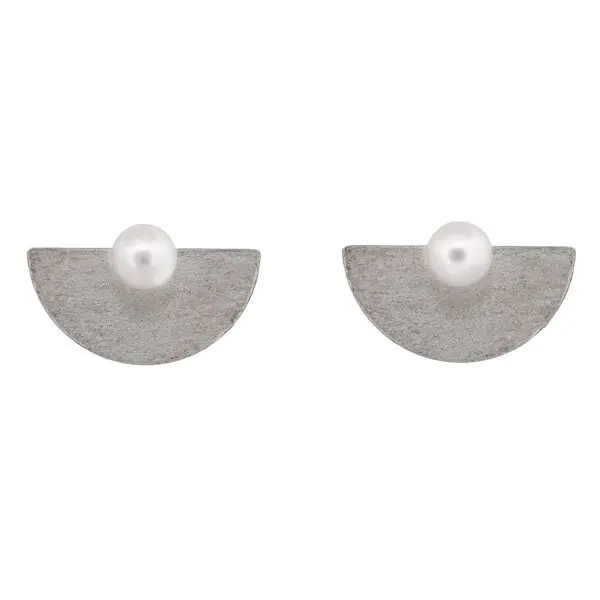 SILVER MOON Pearl Sterling Earrings – Equinox - Silver