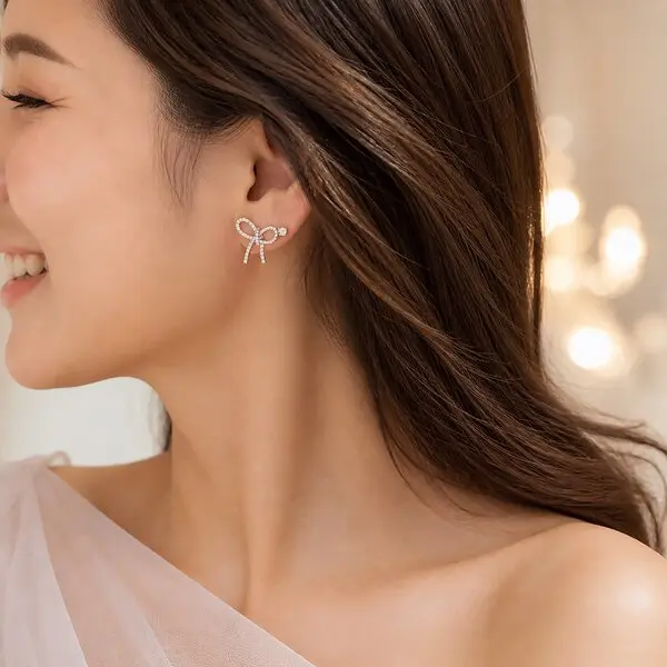 VICSTONENYC FINE JEWELRY Ribbon Stud Sterling Earrings - Silver