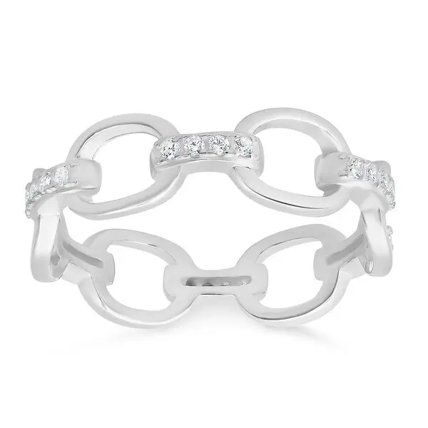 KYLIE HARPER Diamond Cz Paper Clip Band Ring In Sterling - Silver