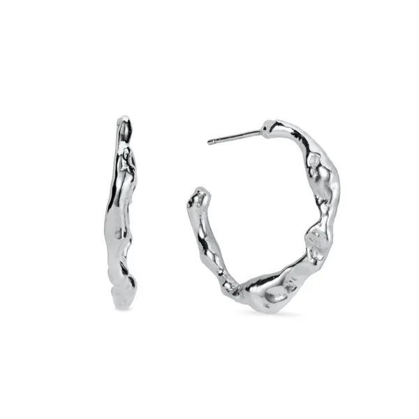 LULU AND BOO JEWELLERY Large Solid Sterling Hoop Earrings - Silver