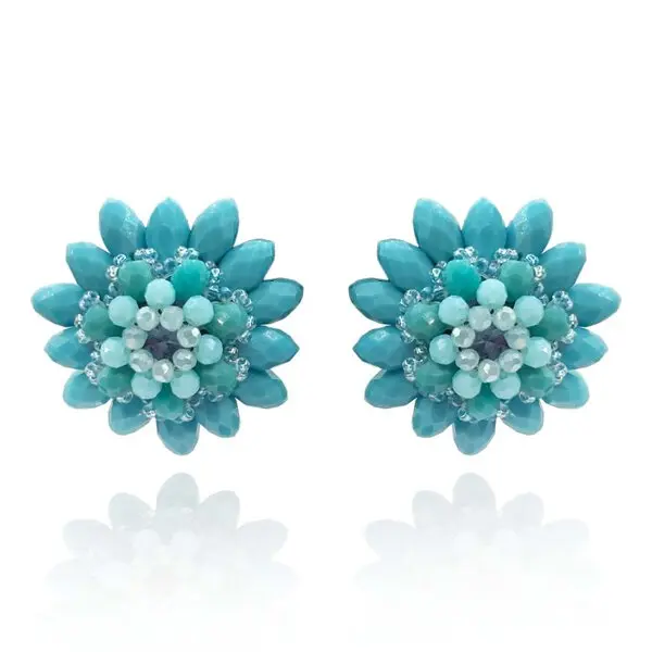 MICHAEL NASH JEWELRY Jeanine Turquoise Faceted Glass Bead Clip On Earring - Blue