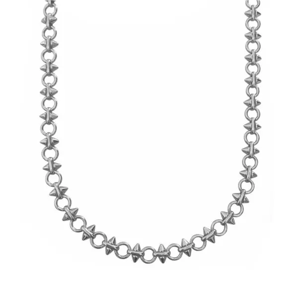 IN CAUDA VENENUM Plated Brass Studded Necklace - Silver