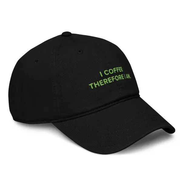 ANCHOR & CREW Gustatory I Coffee Therefore I Am. Cotton Embroidered Cap - Black