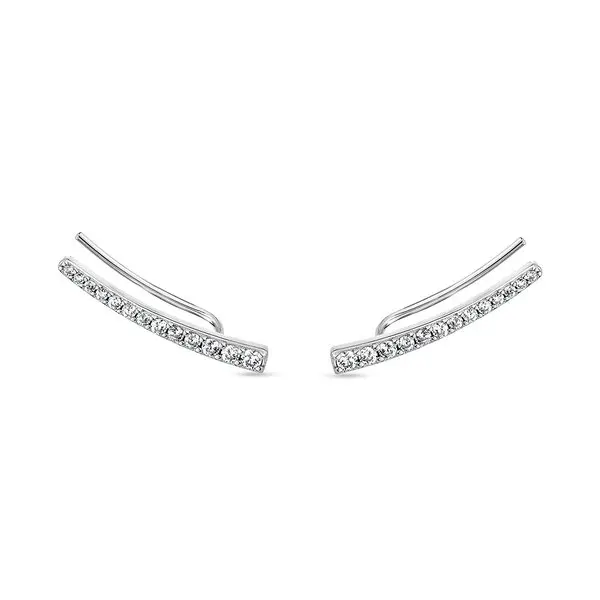 SALLY SKOUFIS White / Silver Naked Ear Climber With Made Cz Diamond Stimulant In Sterling Silver - White/silver