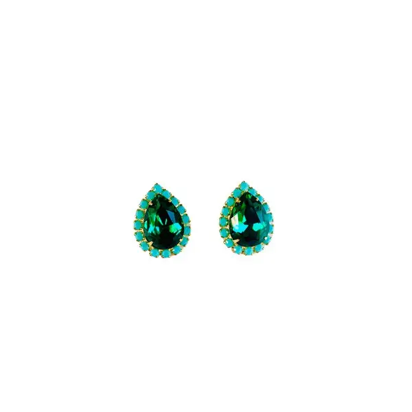 THE PINK REEF Pear Stud In Emerald - Green