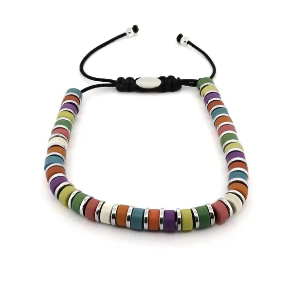 EBRU JEWELRY Colorful Gemstone Beaded Adjustable Summer Bracelet Multicolor - Red