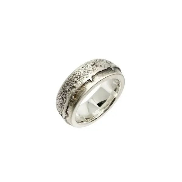 TG-JEWELLERY BY TAMARA GERVASIO Silver / Black Strata Band Ring – Recycled Sterling Silver Sand Cast - Silver/black