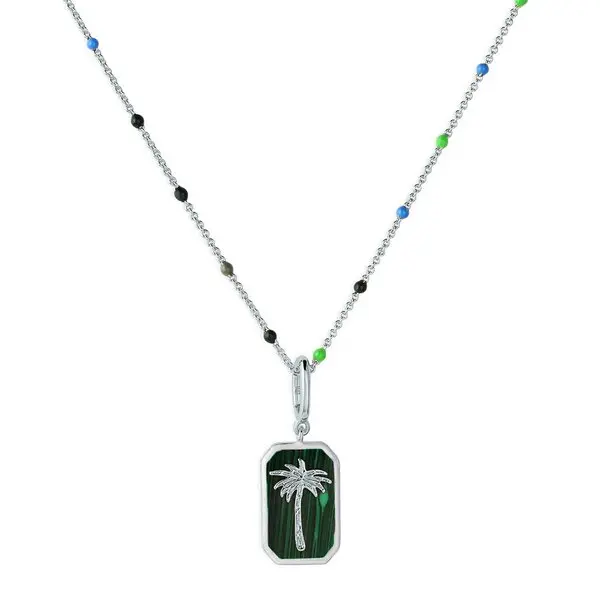 SHADED THE LABEL Priscilla Palm Tree Sterling Beaded Pendant Necklace - Silver