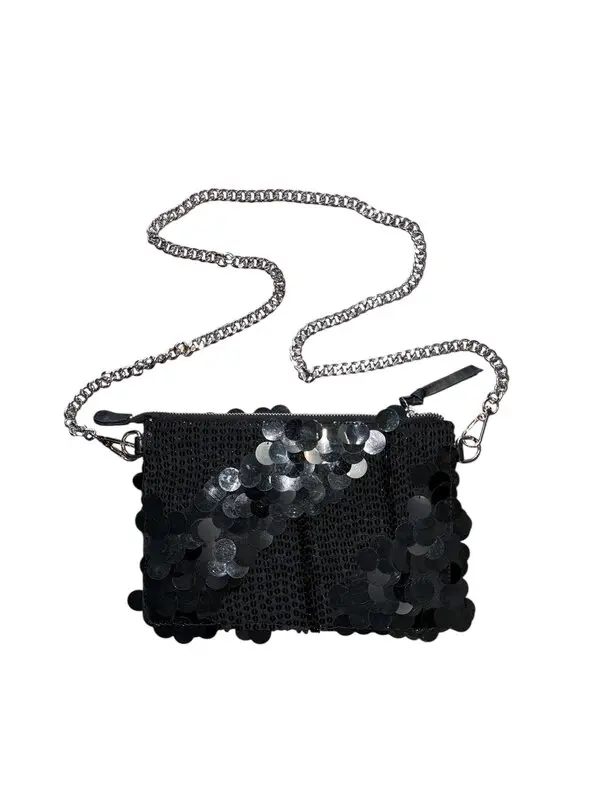 ANY OLD IRON Black / Silver Glossy Black Sequin Bag - Black/silver