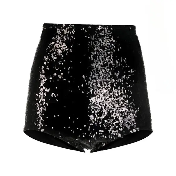 LIA ARAM Embellished Sequin Micro Pants - Black