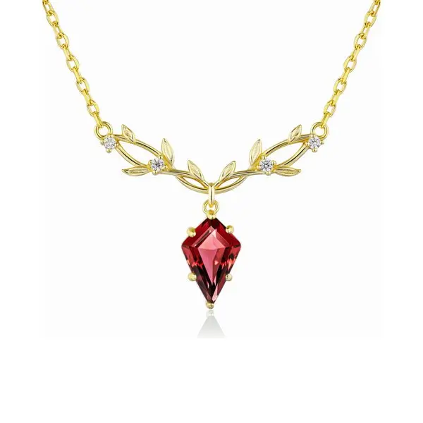 AZURA JEWELRY NEW YORK Elven Entwine Mozambique Garnet Necklace Yellow Gold Vermeil - Red