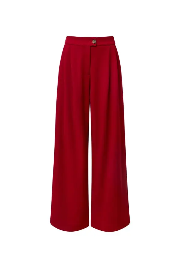 JAMES LAKELAND Burgundy Wide Leg Suit Trousers - Red