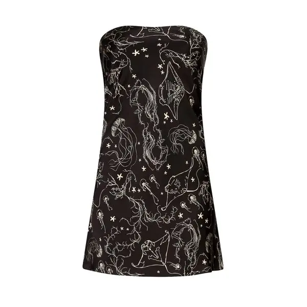 LILY ROU Silk Ray Bandeau Mini Dress - Black