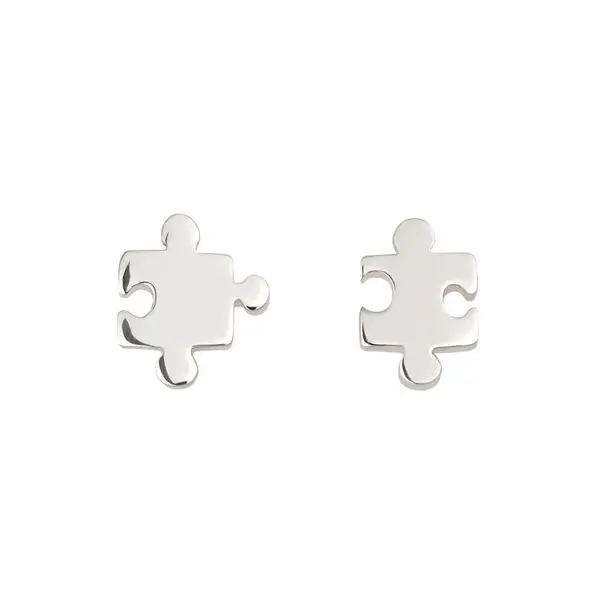 LILY CHARMED Sterling Jigsaw Stud Earrings - Silver