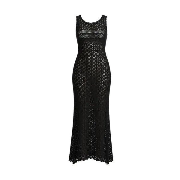 DECOLET THE LABEL Neutrals Amalfi Crochet Dress - Black