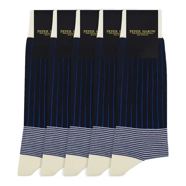 PEPER HAROW - MADE IN ENGLAND Grooms’s Socks Bundle Oxford Stripe - Black