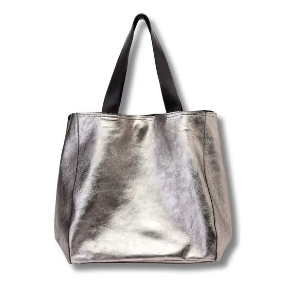 JUAN-JO Oversized Tote Bag Slouchy Leather Color - Silver