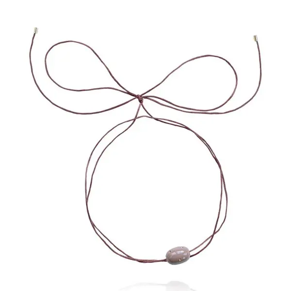 SAULE LABEL Lily Tie Necklace In Jet Dune - Brown