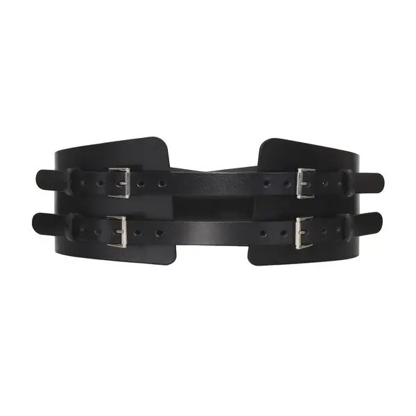 HAUTE CUIR Maia Leather Corset Belt - Black