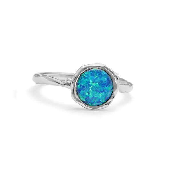 ISLA SILVER Blue / Silver Blue Opal Solitaire Ring
