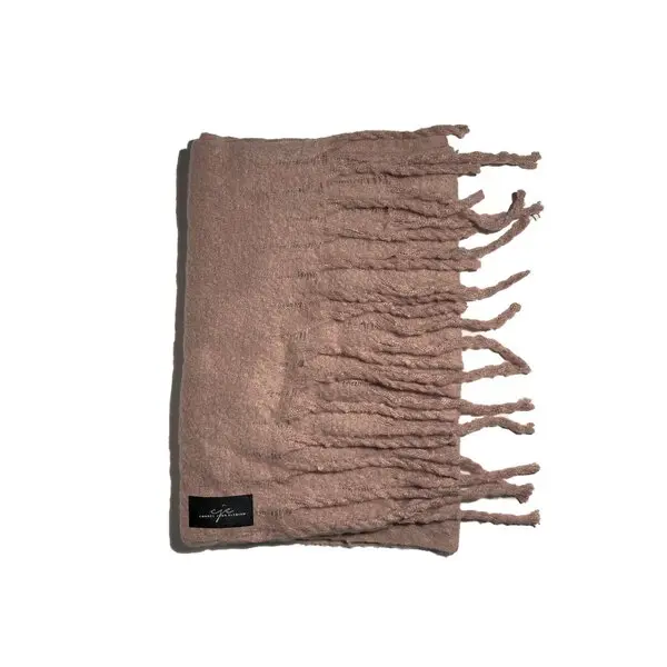 CHANEL JOAN ELKAYAM Large Fringed Cashmere-blend Winter Scarf - Pink